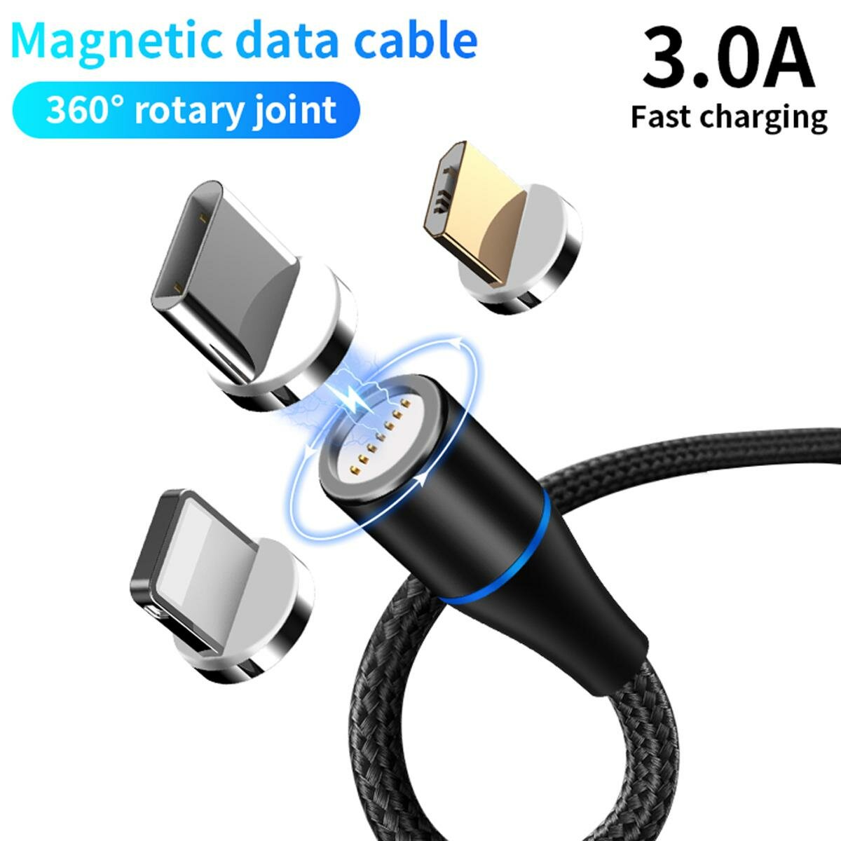 3A Магнитный Micro USB-кабель для Motorola MOTO Edge X30 LG Быстрая зарядка Проводной кабель для передачи данных Магнитное зарядное устройство USB Type C 1 м Телефонный кабель