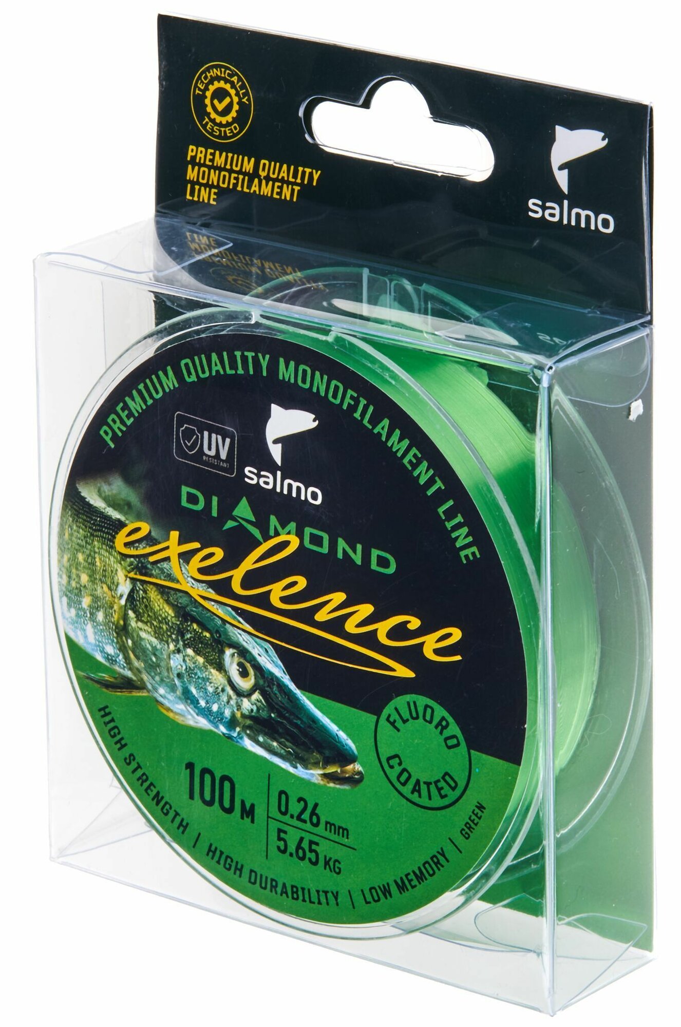 Леска монофильная Salmo Diamond EXELENCE FLUORO COATED Green 100м 0.26мм