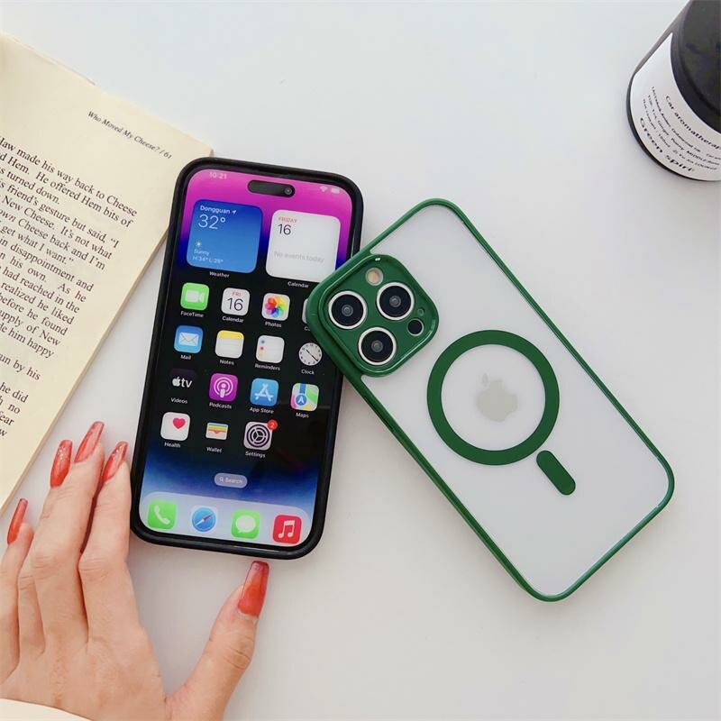 Чехол для iPhone 13 Pro 6.1", Clear Case Color with Magsafe, С защитой камер, Forest Green