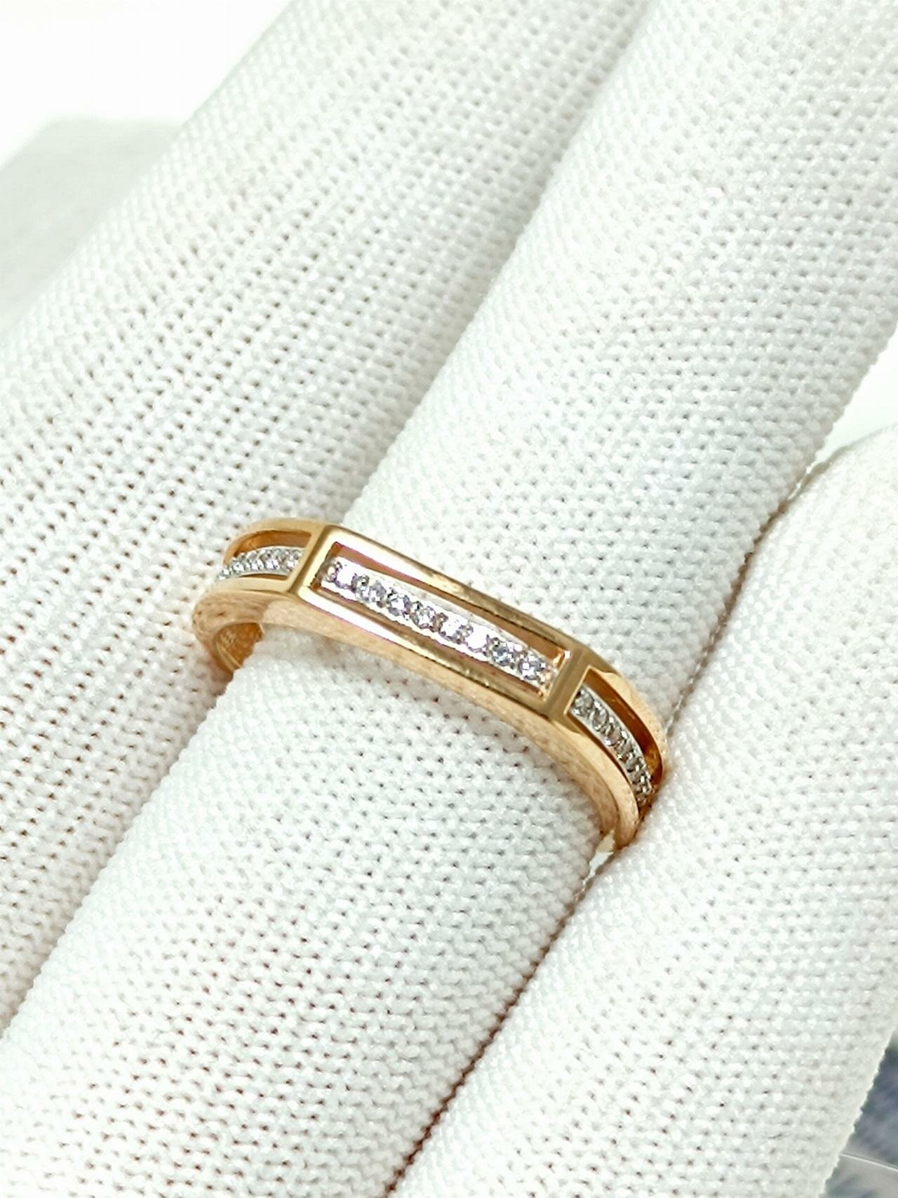 Кольцо дорожка, красное золото, 585 проба, фианит