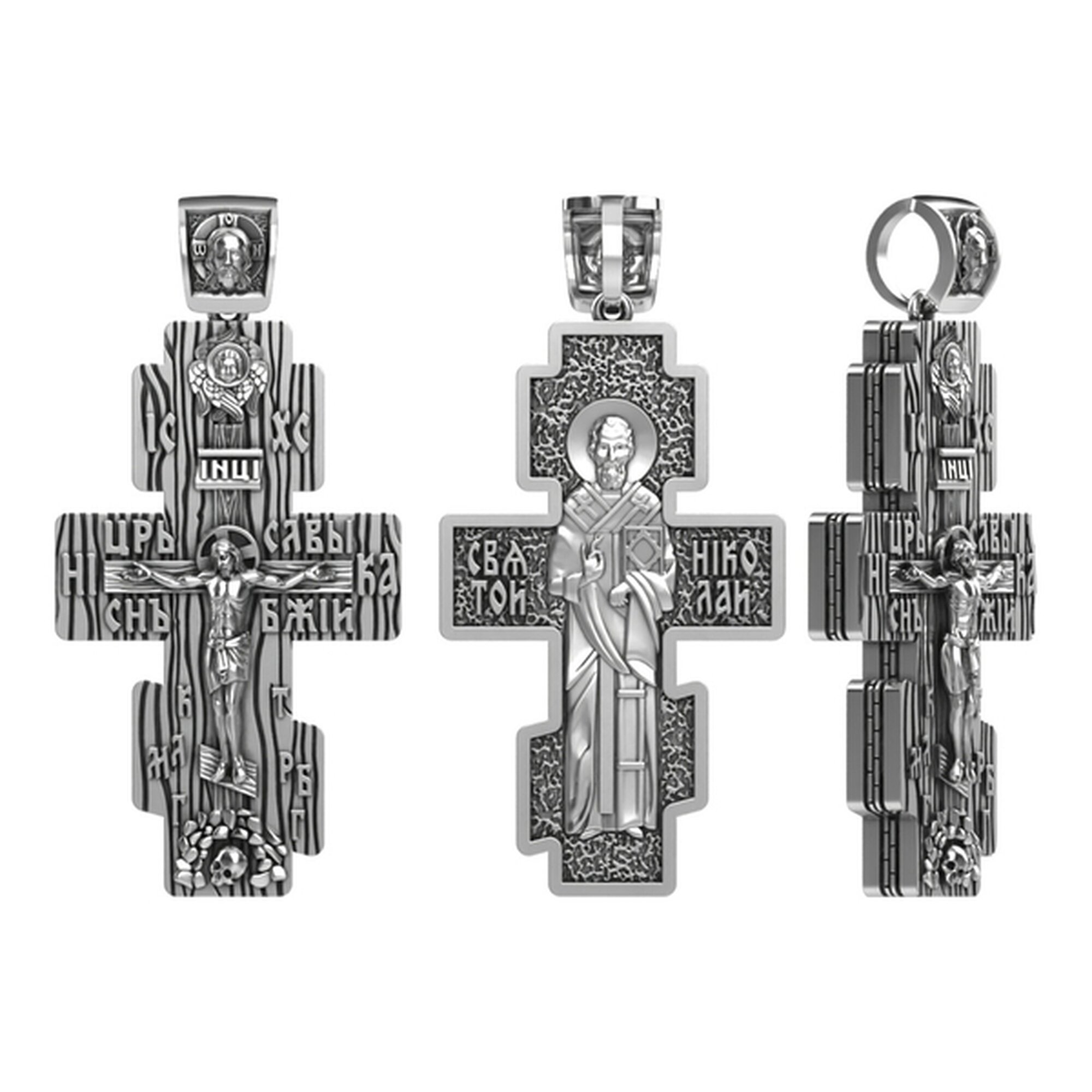 Крестик, серебро, 925 проба, чернение