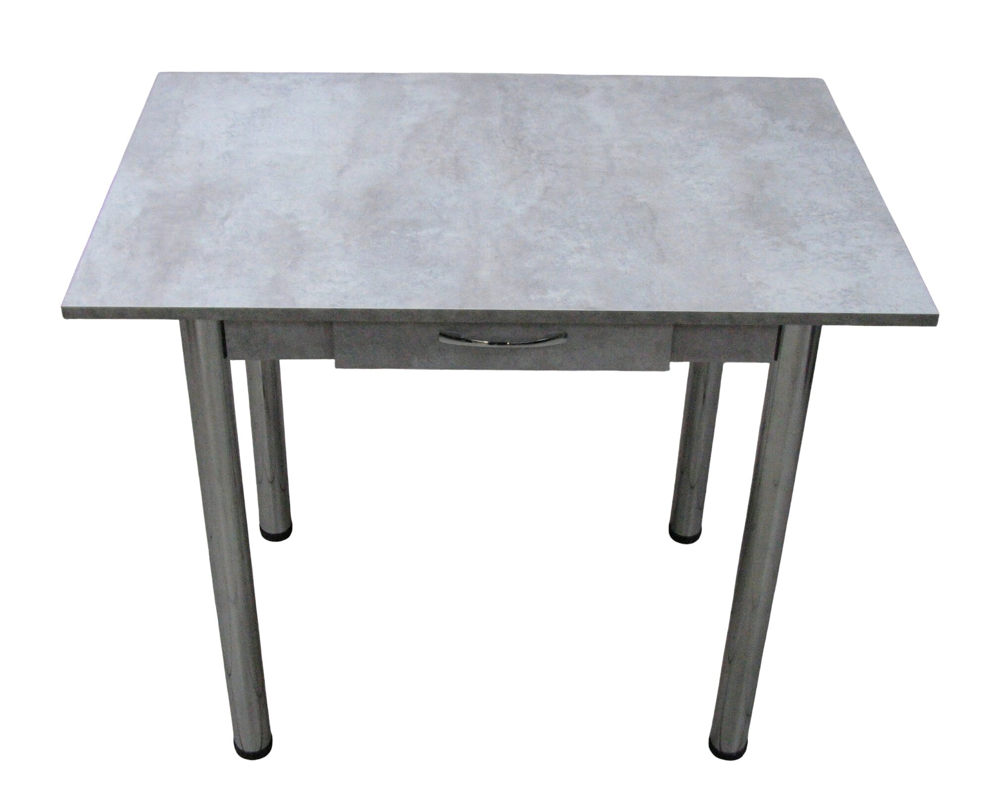Стол обеденный Прямоугольный с ящиком 90*60 см. лдсп Цемент светлый ножки Хром. Кухонный Стол.