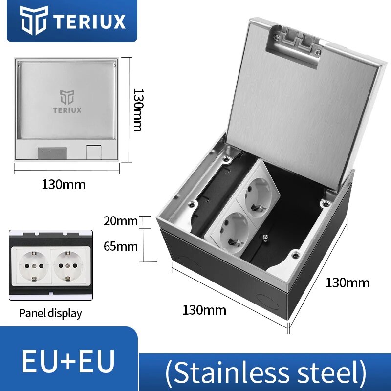 TERIUX Встроенная розетка для пола евростандарт 2 EU, Golden