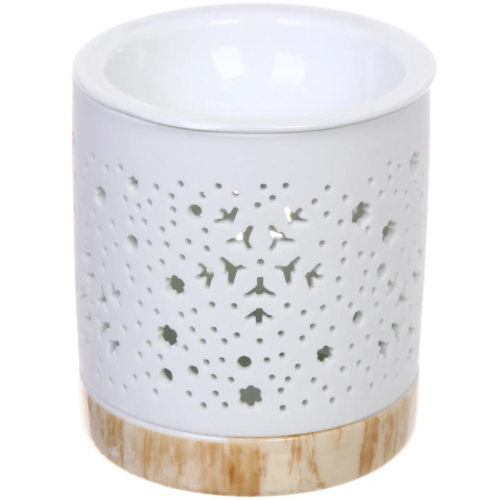 Аромалампа керамическая "Снежинка" белая с бежевым основанием, 9,5*9,5*12,5см, уютная для дома