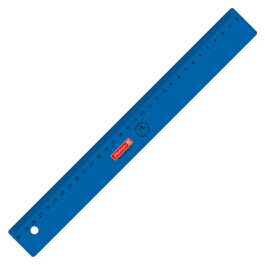 Линейка для левши, шкала справа налево, 30 см, синий, Brunnen (Германия)