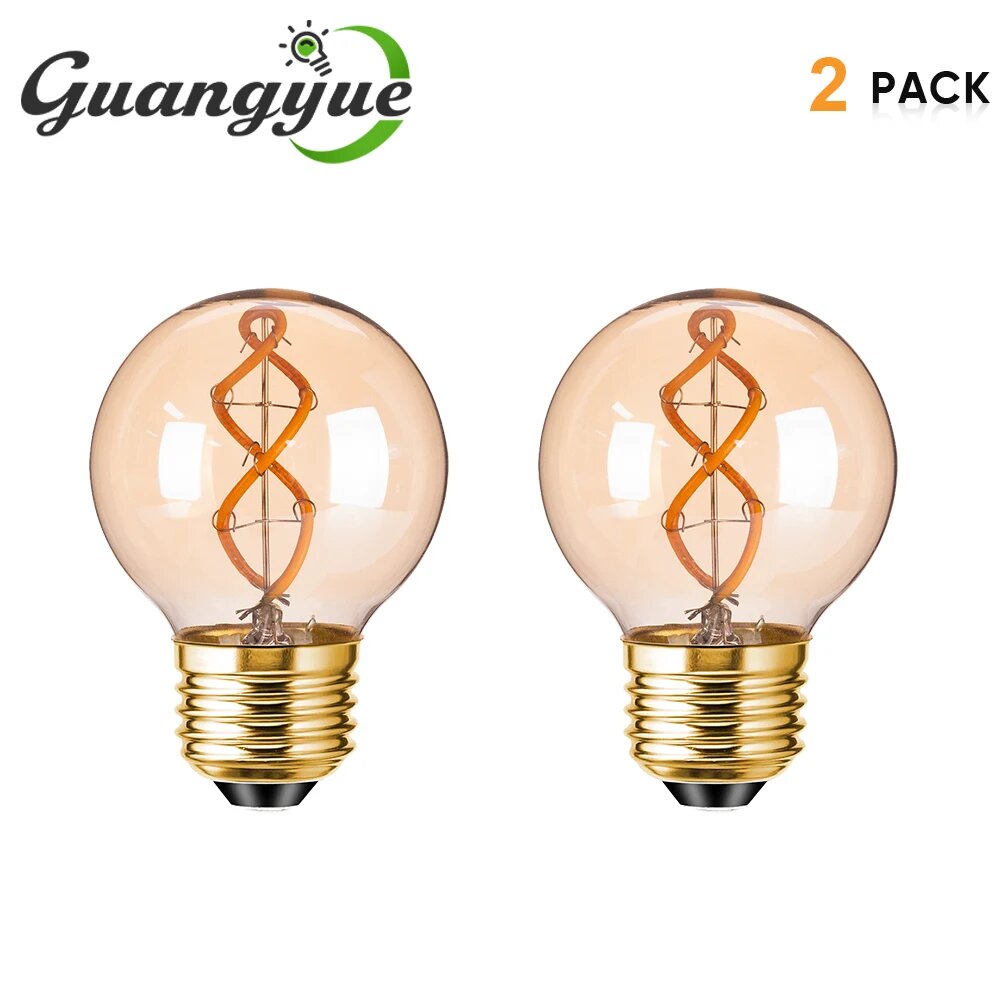 Grensk Светодиодная лампочка G50 спиральная 3Вт E26 E27 2200K 2 PACK, E27-220V