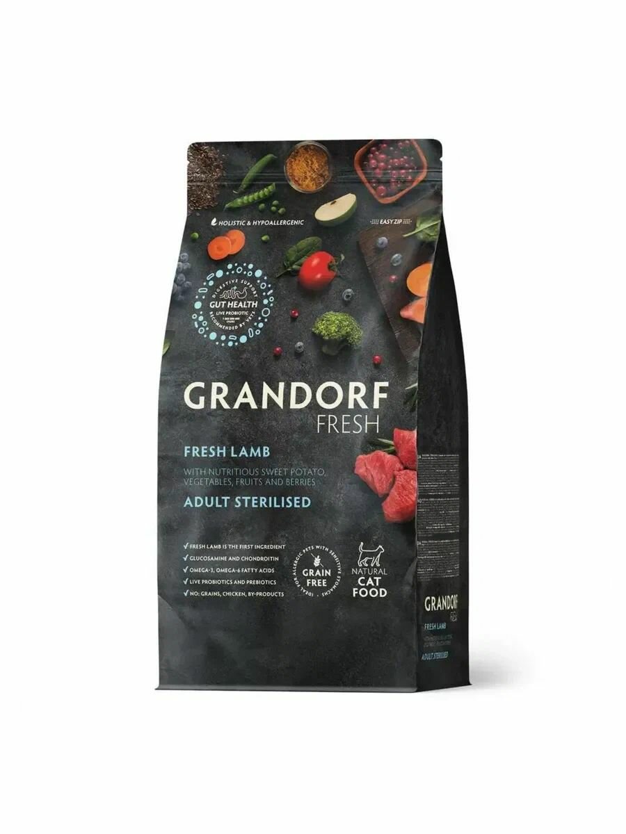 Сухой корм для кошек Grandorf Fresh Cat Sterilised Lamb&Sweet Potato ягненок батат 2 кг