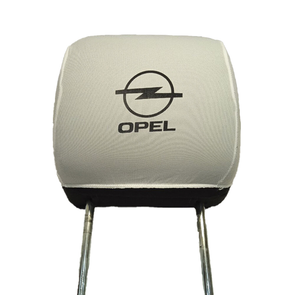 Чехлы на подголовник с логотипом Opel / Опель (2 шт.) , Белые