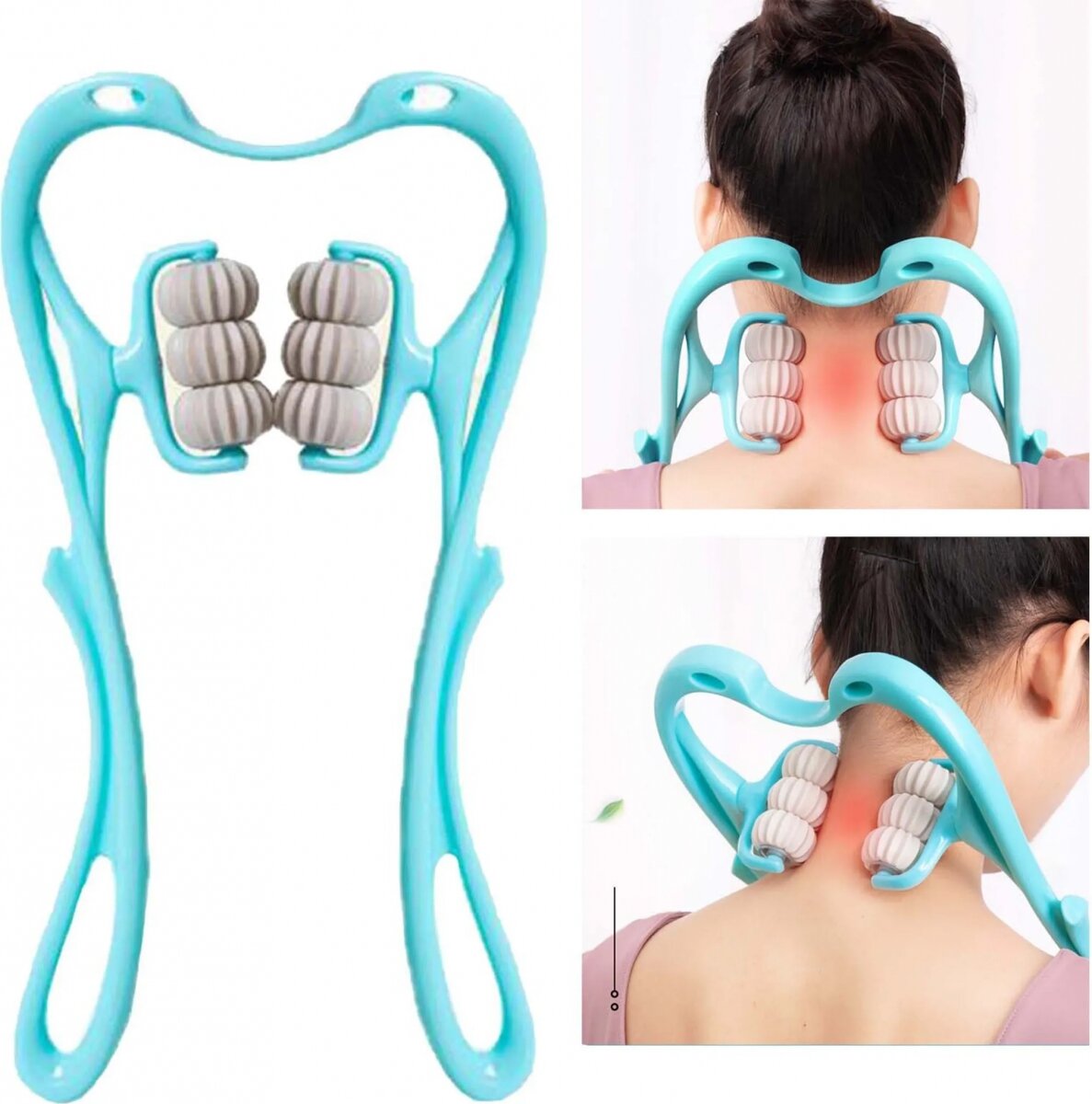 Массажер роликовый Просто-Полезно для шеи, рук, ног голубой