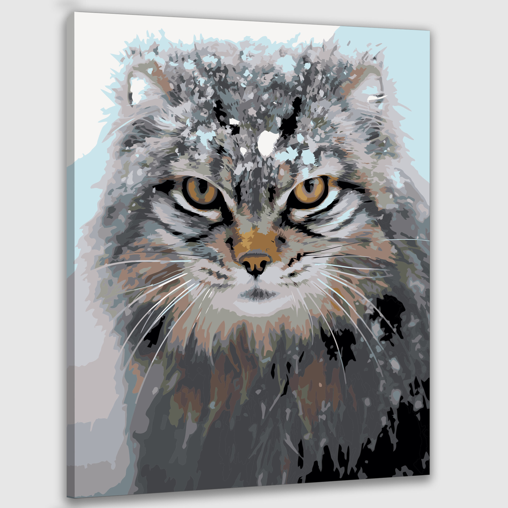 Картина по номерам 40x50 см, цифровая картина, Манул, кот, неуловимая натура, пленительные желтые глаза