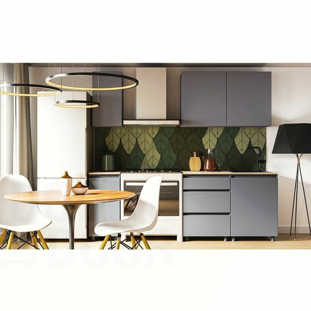 Готовая кухня Денвер 1,6 м, графит серый/сонома,160х84.6х60 см.