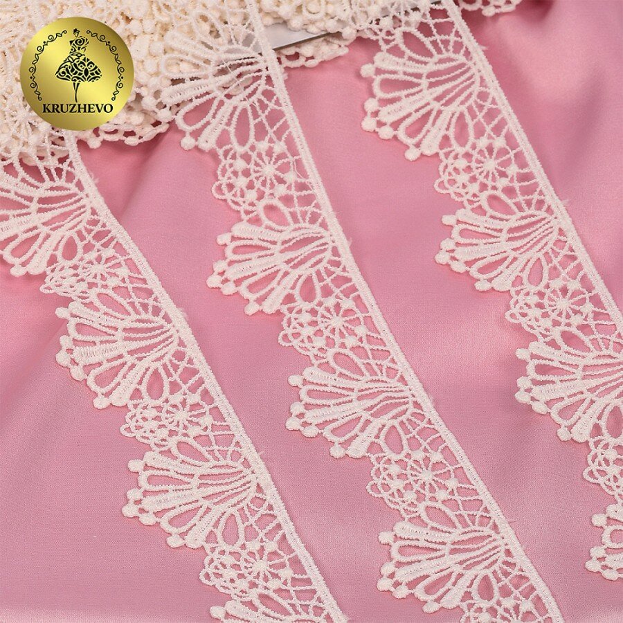 Кружево гипюр KRUZHEVO TBY. SUN.10(0872) шир.35мм цв. F102 молочный уп.13,71м