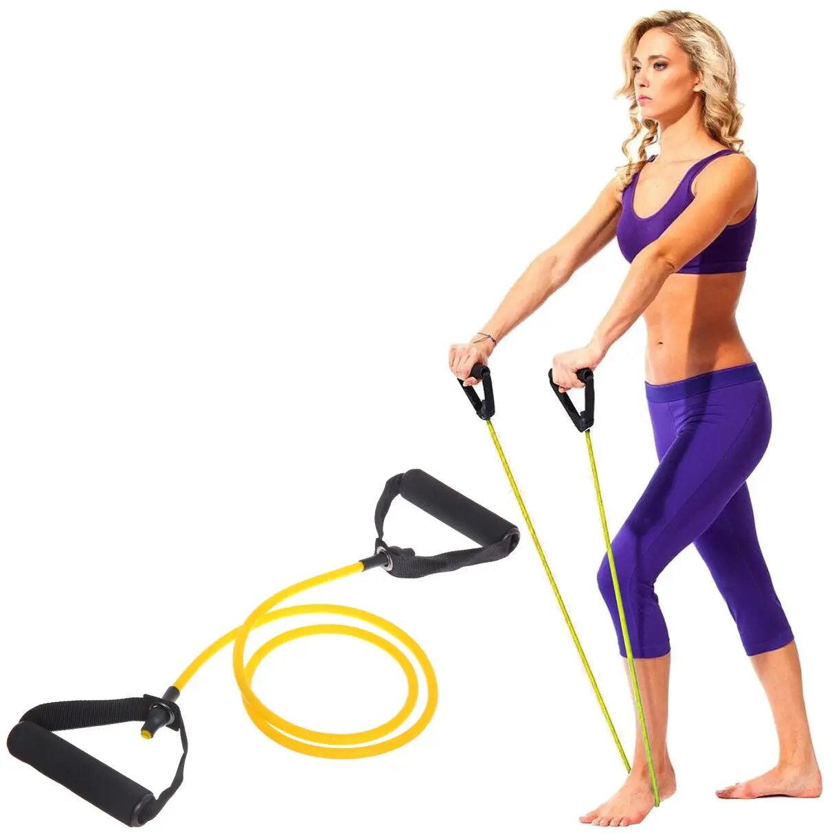 Эспандер трубчатый «Life» 1,3 м, нагрузка 4,5-6,5 кг, желтый, ПВХ и резина