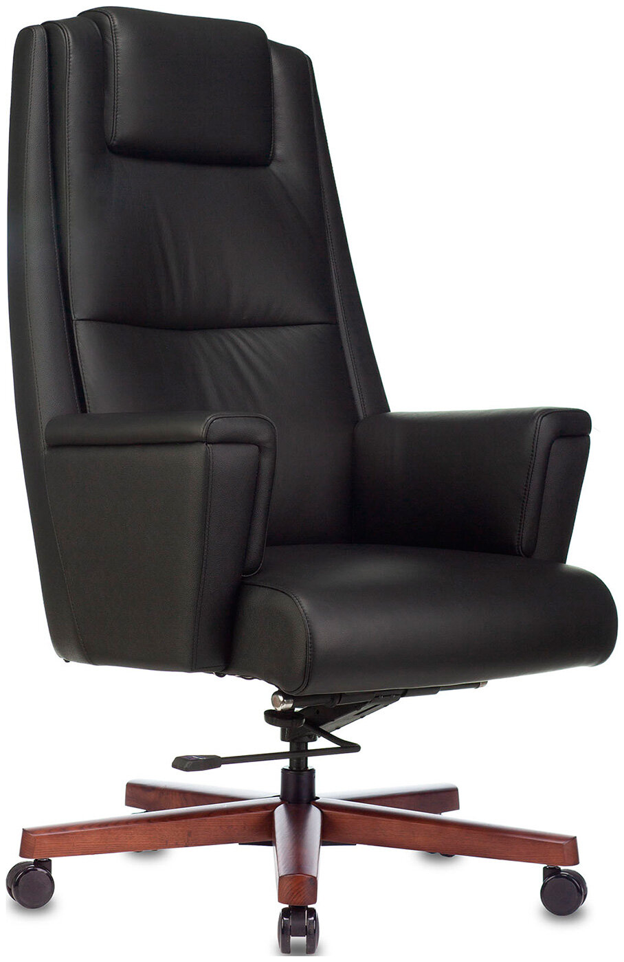 Кресло руководителя Бюрократ _DUKE, черный, кожа, крестовина металл/дерево