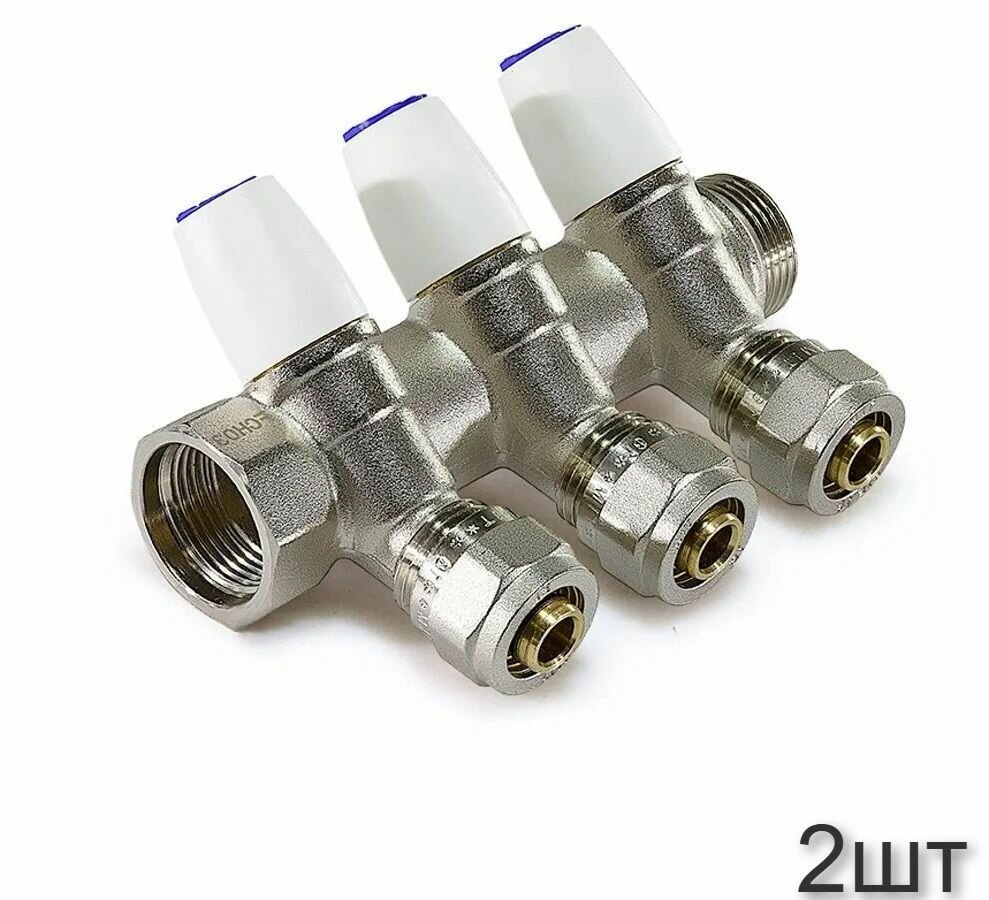 Коллектор TIM вентильный 3/4" Ф16 2 выхода MR135N-3/4-C-3. 2шт