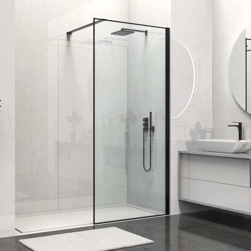 Душевая перегородка Walk-In VSW-1HS800CLB, 800*2000, черный матовый, стекло прозрачное