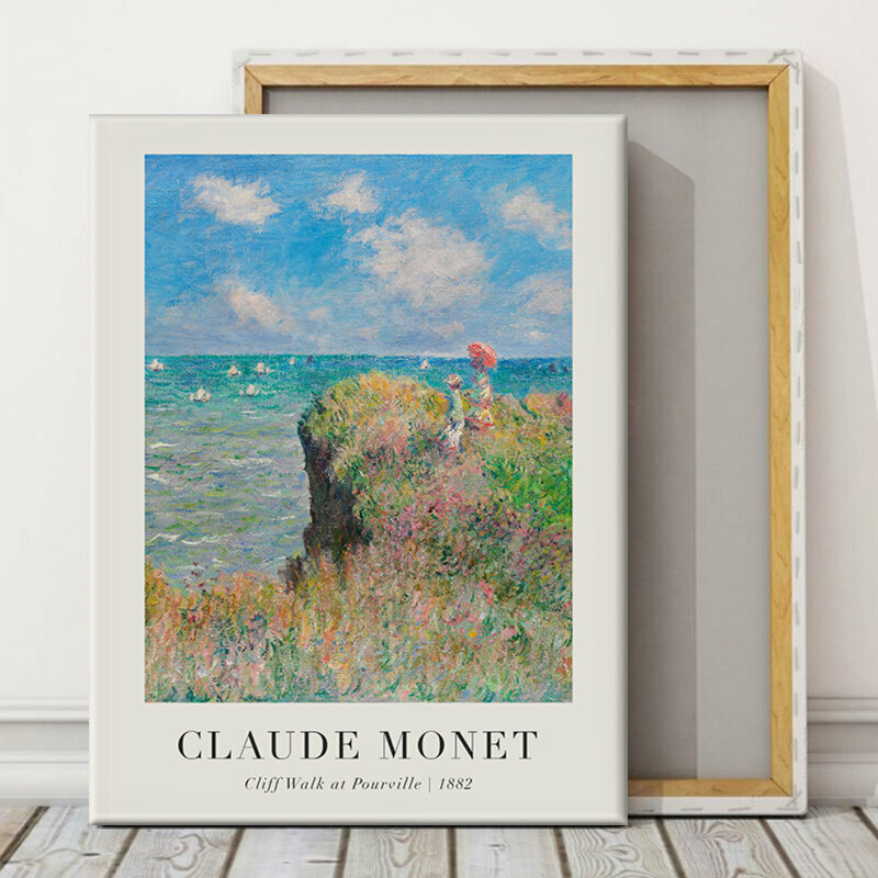 Картина на холсте 40х50 см "Клод Моне Прогулка по скалам Пурвилля репродукция", на стену для интерьера
