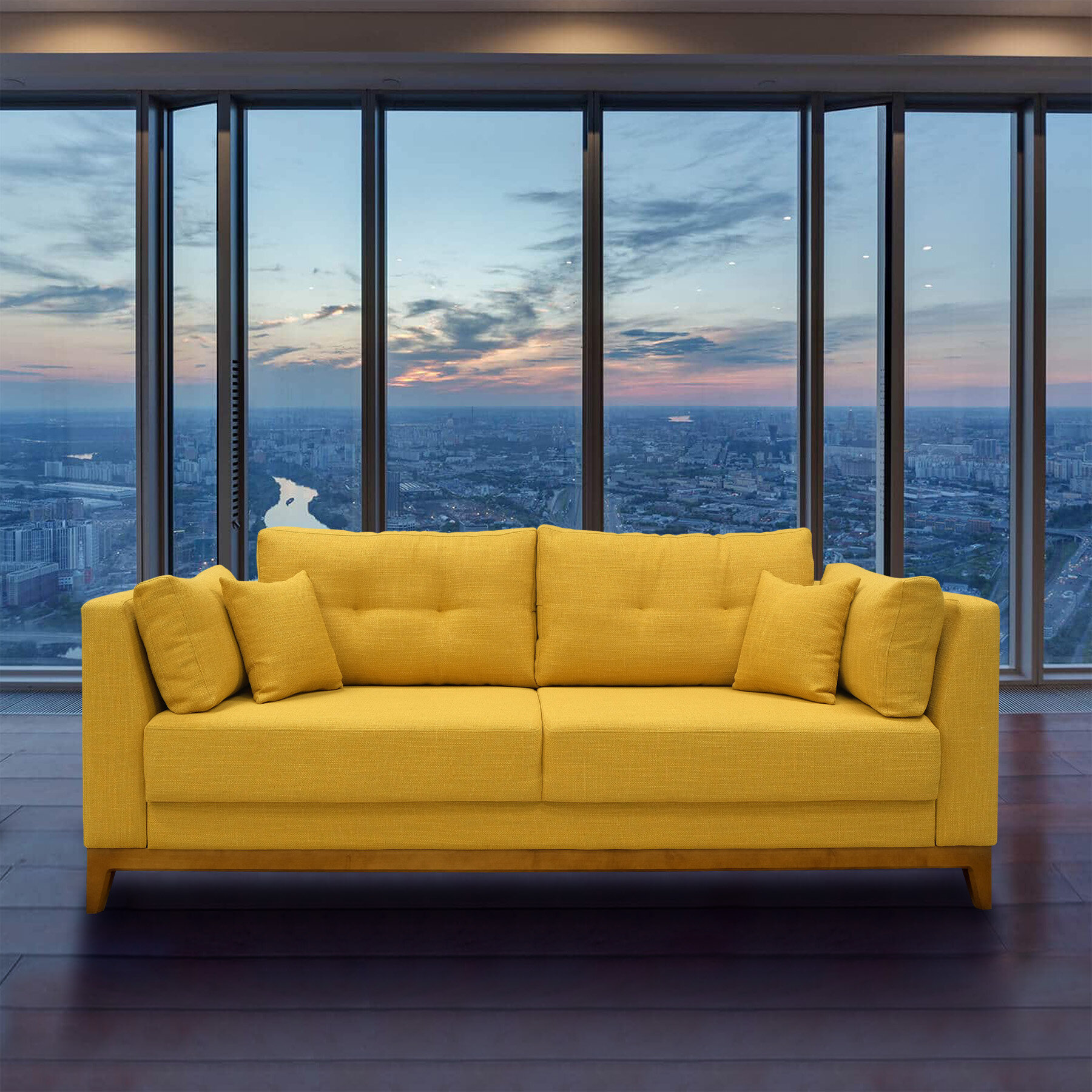 Диван-кровать Дива-Д UNO SOLO, до 215 см, дизайнерский, скандинавский, современный, на высоких ножках из массива.