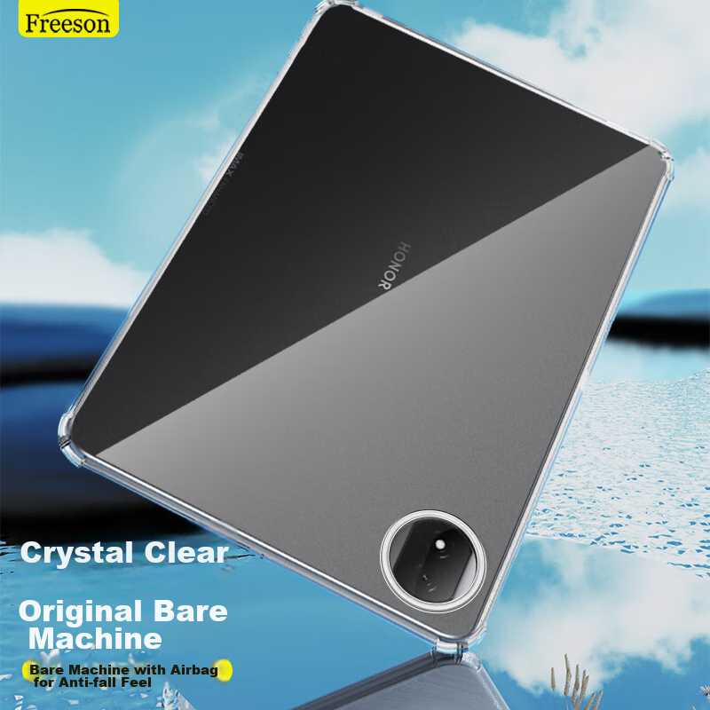 Freeson Protective Case for Honor MagicPad 2 Tablet, 12.3-Inch Full Coverage Shockproof with Four-Corner Airbags, Anti-Collision Crystal Clear TPU Soft Shell, Transparent