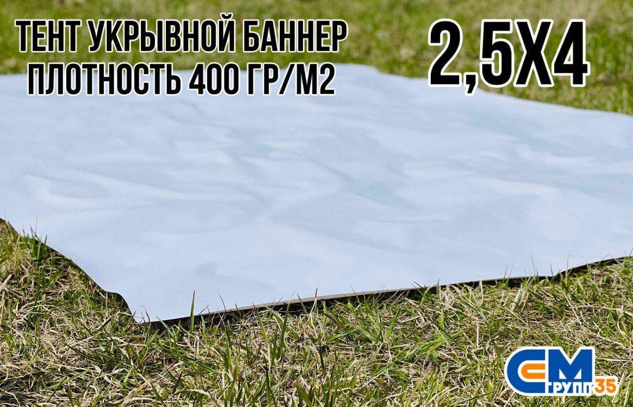 Тент ПВХ укрывной, полог, баннер укрывной, размер 2,5х4, плотность 400 гр/м2, литой