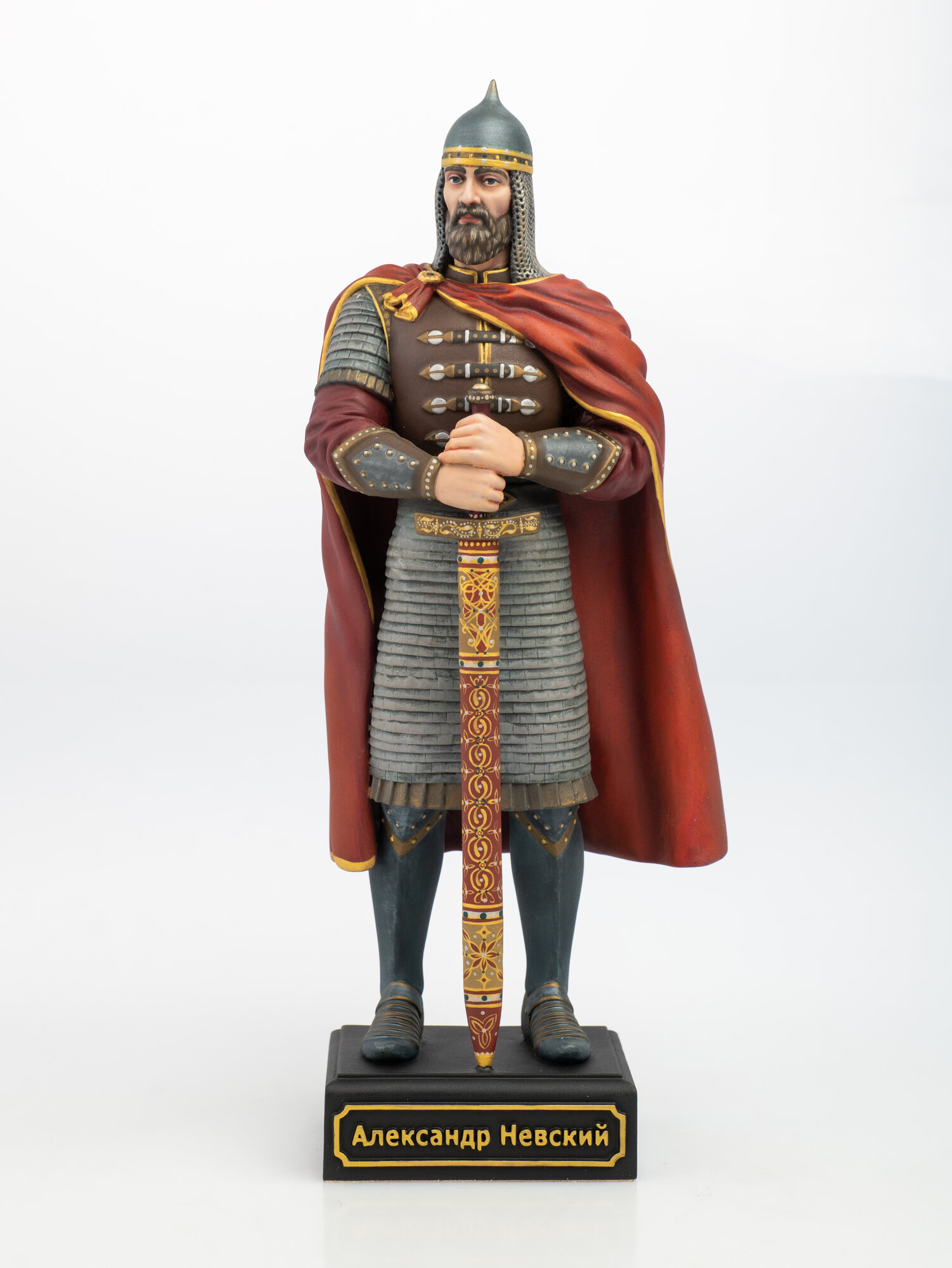Статуэтка Александр Невский, высота 26 см, литьевой мрамор, цвет ручная роспись