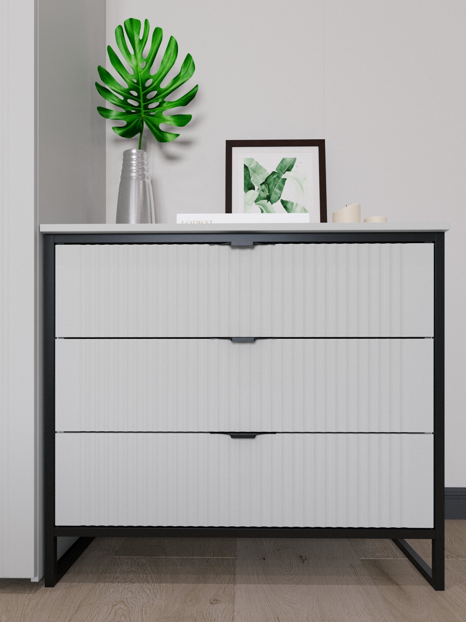 Комод для одежды с тремя ящиками цвет персидский жемчуг лофт