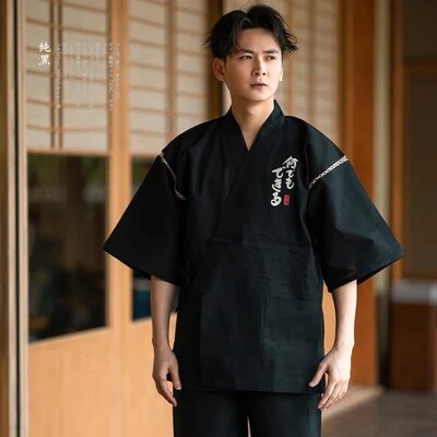 Мужские хлопковые кимоно Jinbei Черный, L, B-01