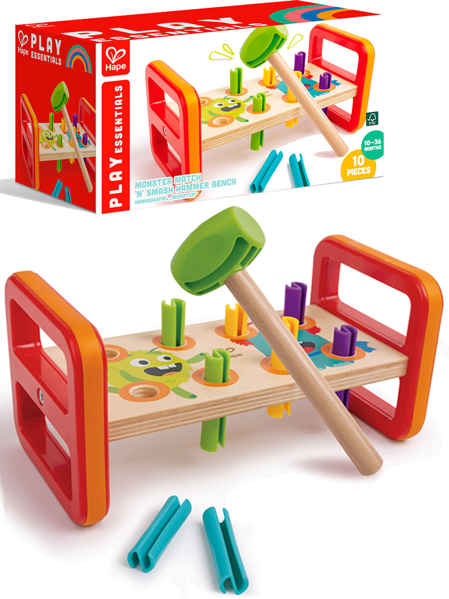 Развивающая игрушка-стучалка Hape "Веселые монстрики" E0492_HP