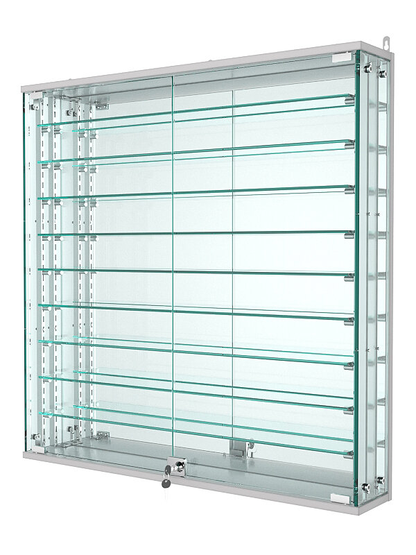 Витрина "атриум" с регулировочными полками настенная №4-6-РЕГ, Серый