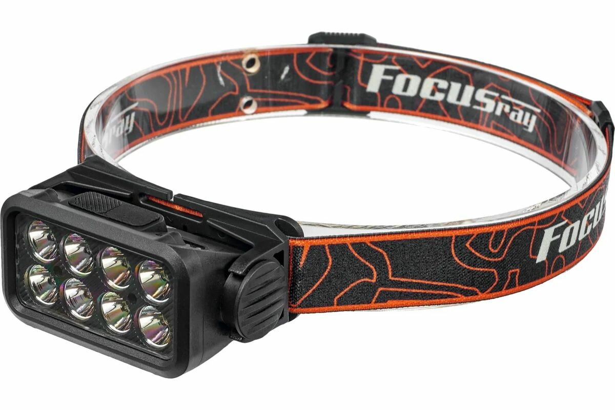 Фонарь налобный Focusray 1300 8LED 3W аккумулятор 1,2Ah 5 режимов 890118