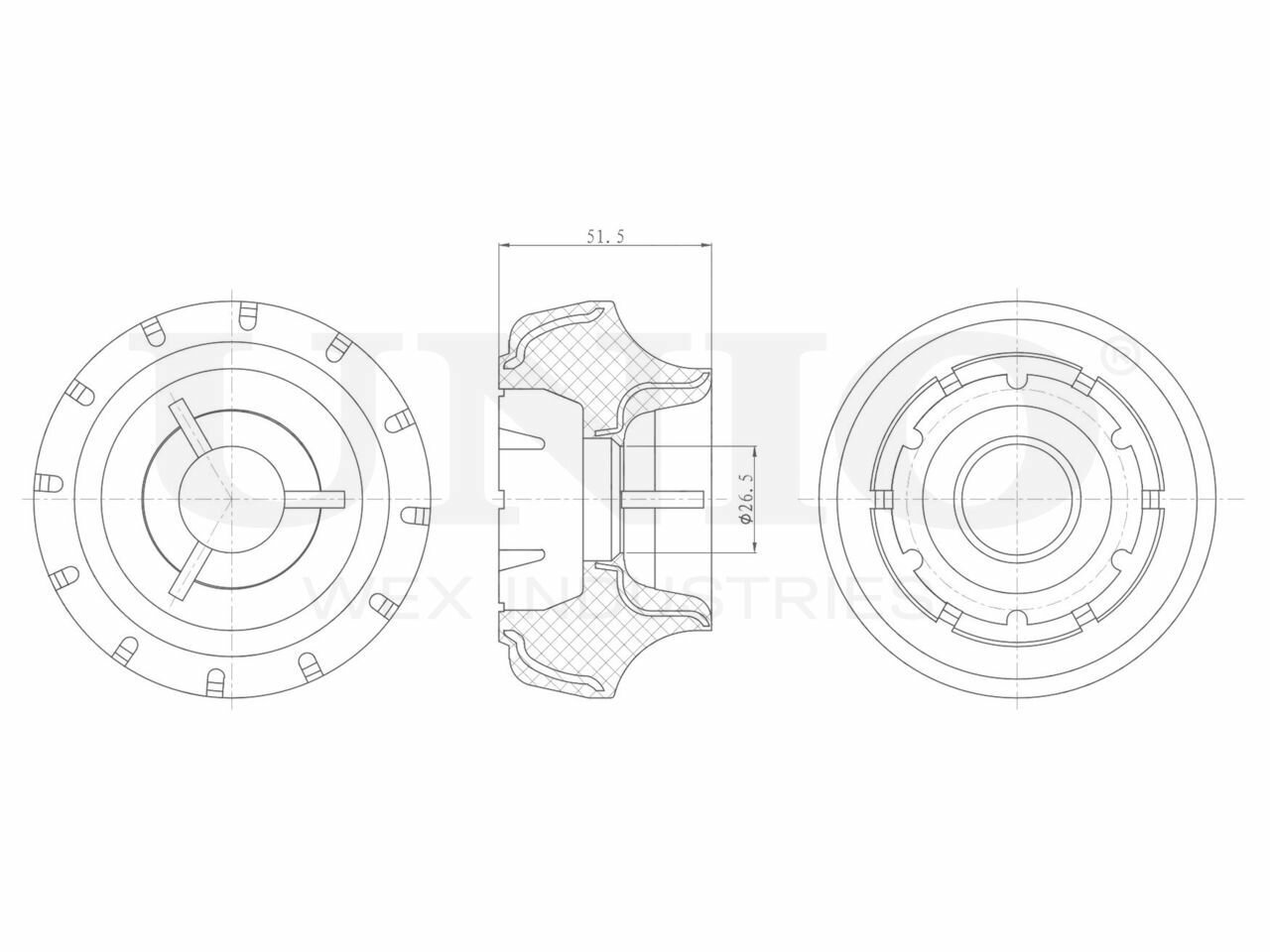 Опора амортизатора передняя, для Фольксваген Поло III 95-, Пассат B3, B4 88-, Форд Галакси Volkswagen Polo Passat Ford Galaxy 95-, артикул RMP-13001 производителя UNIO