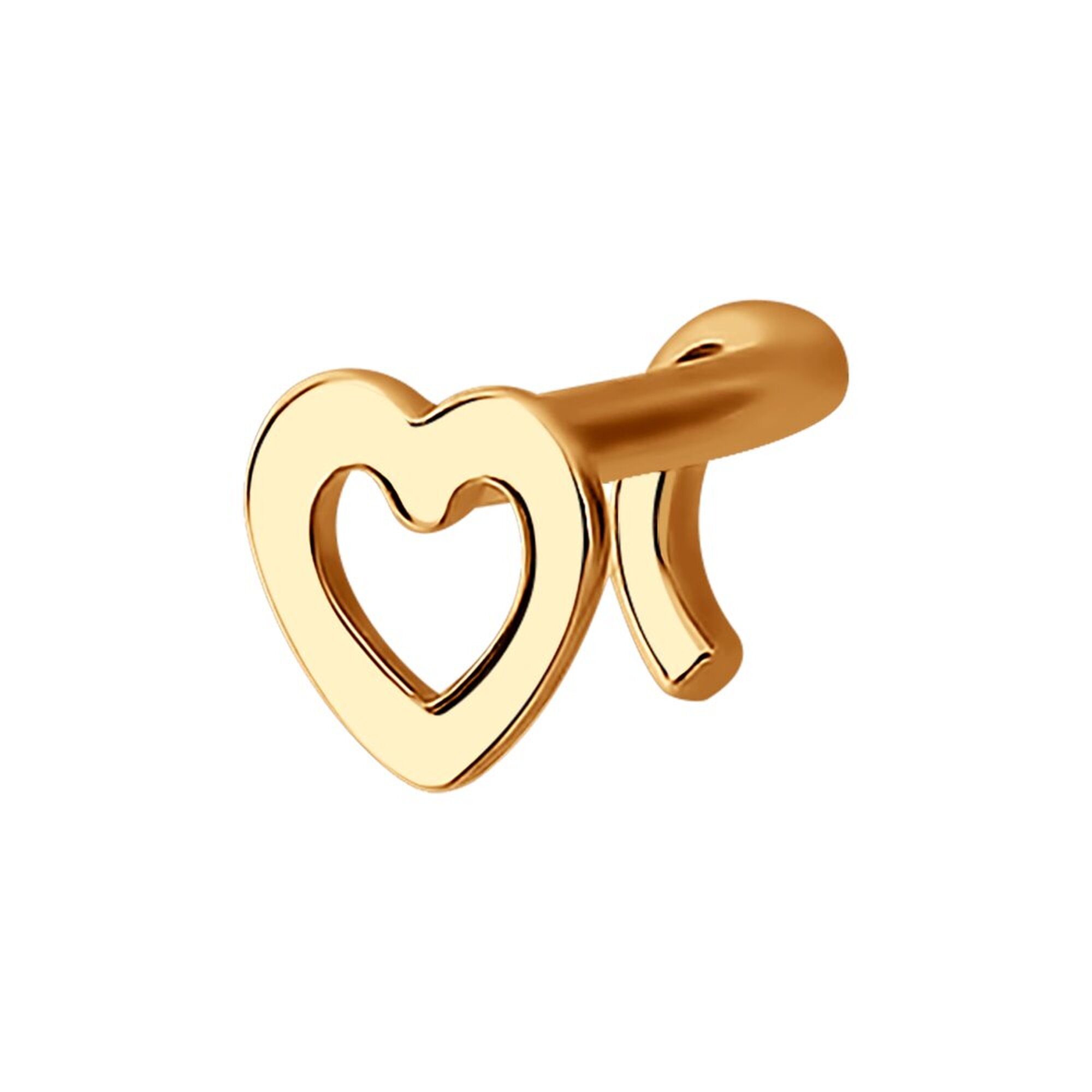 Пирсинг в нос, красное золото, 585 проба