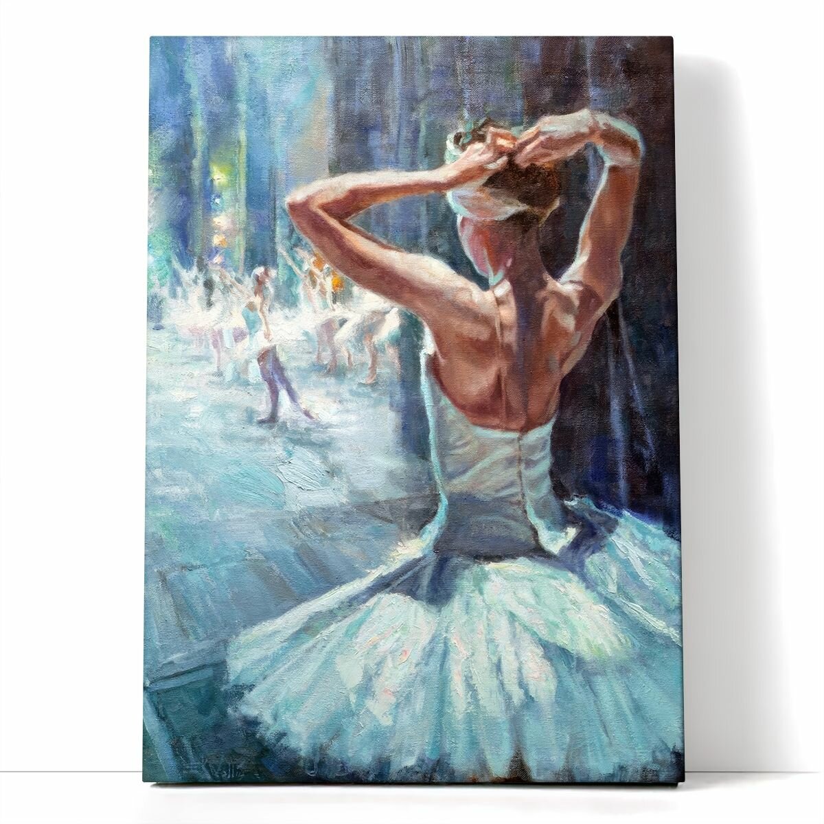 Интерьерная картина на хлопковом холсте/Балерина перед сценой