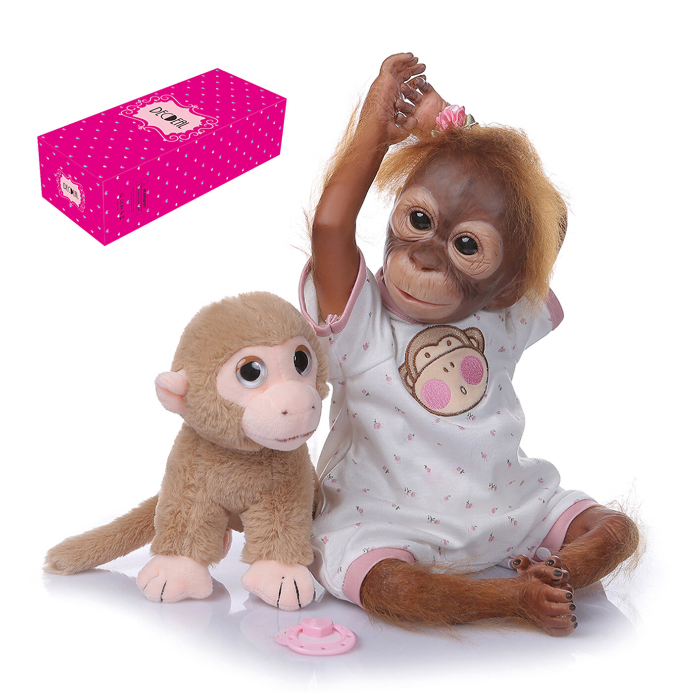 Decdeal 21 дюймов Реалистичная детская кукла-обезьяна, похожая на реборн, детская