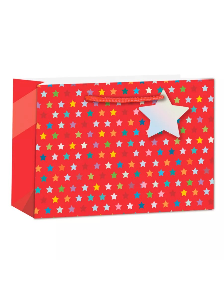 Пакет подарочный "Звезды", Красный, 39*17*27 см / Браво / 1 шт.