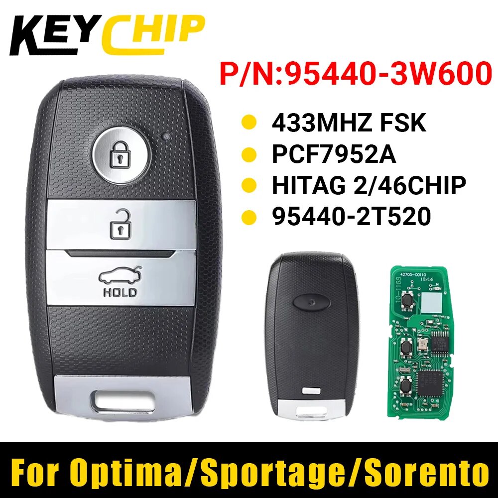 KC для Kia Picanto Optima Sorento Sportage Morning 2014 2015 смарт-карта удаленный ключ от автомобиля 433 МГц PCF7952 95440-3W600 95440-2T520