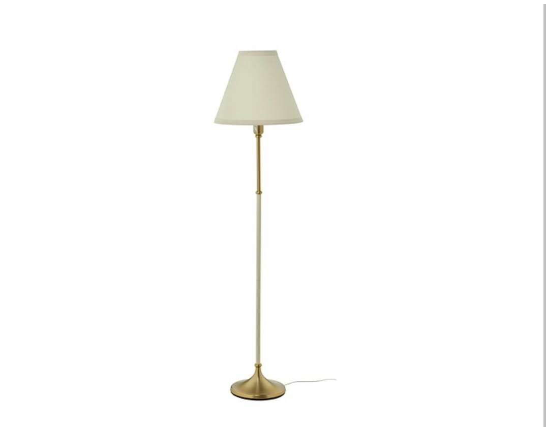 Светильник икеа FLYGHOJD, напольный, E27, LED, с абажурами, латунь, бежевый