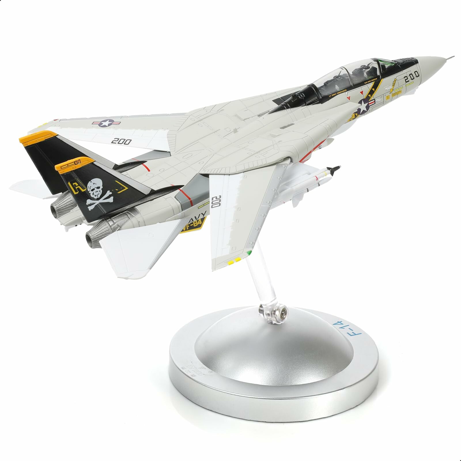 Коллекционная металлическая модель истребителя F-14A Tomcat, 1:100, VF-84 Jolly Rogers, с регулируемой подставкой, премиум Die-Cast, готовая сборка, подарок авиалюбителю