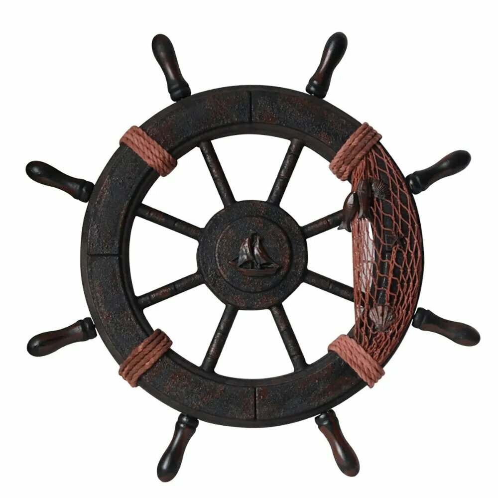 Средиземноморский стиль Морской деревянный корабль штурвал руль