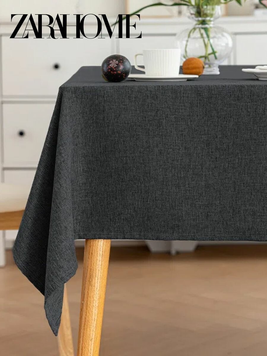 ZARA HOME Скатерть 120x170 см хлопок антискользящее покрытие, водоотталкивающая пропитка темно-серый-