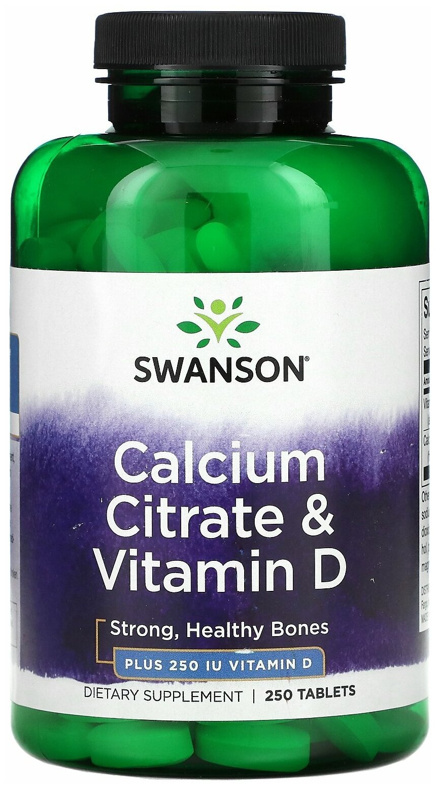 Swanson Calcium Citrate & Vitamin D - 250 таблеток, ---