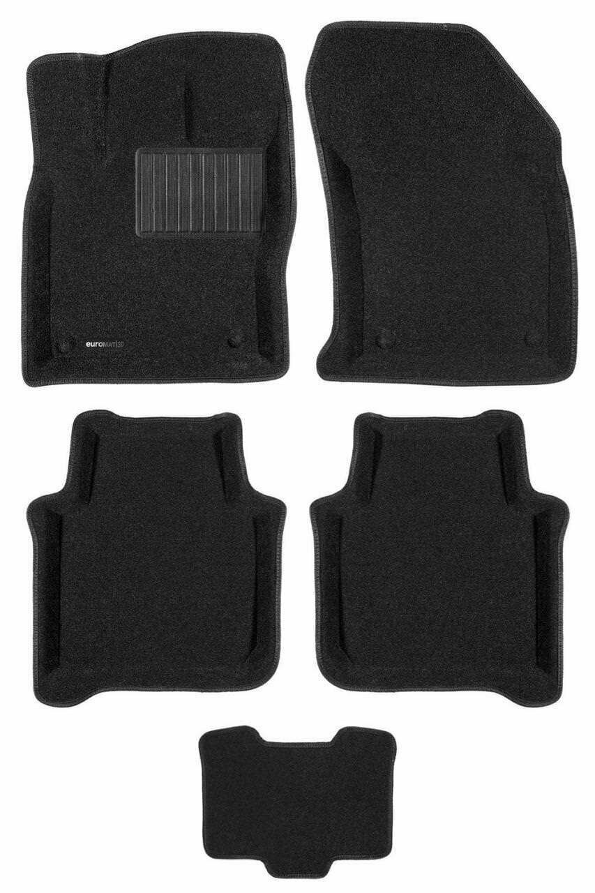 Коврики текстильные 3D Euromat для Skoda Kodiaq (3Д Евромат Шкода Кодиак), с полиуретановым подпятником, черные