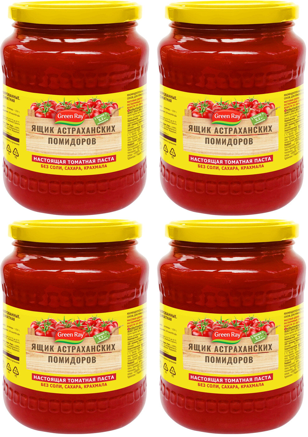 Green Ray Томат паста Ящик астраханских помидоров 740 г (Набор из 4 шт) ГОСТ
