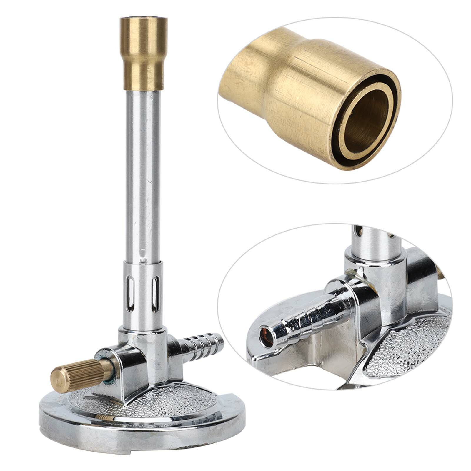 Бензеновский горелка газовая для лаборатории с стабилизатором пламени, подогревательный аксессуар для газа и нефти, из алюминия смесительной трубки, латунного стабилизатора пламени, цинк-сплавного основания, набор включает 1 шт. основание и 1 шт. штангу