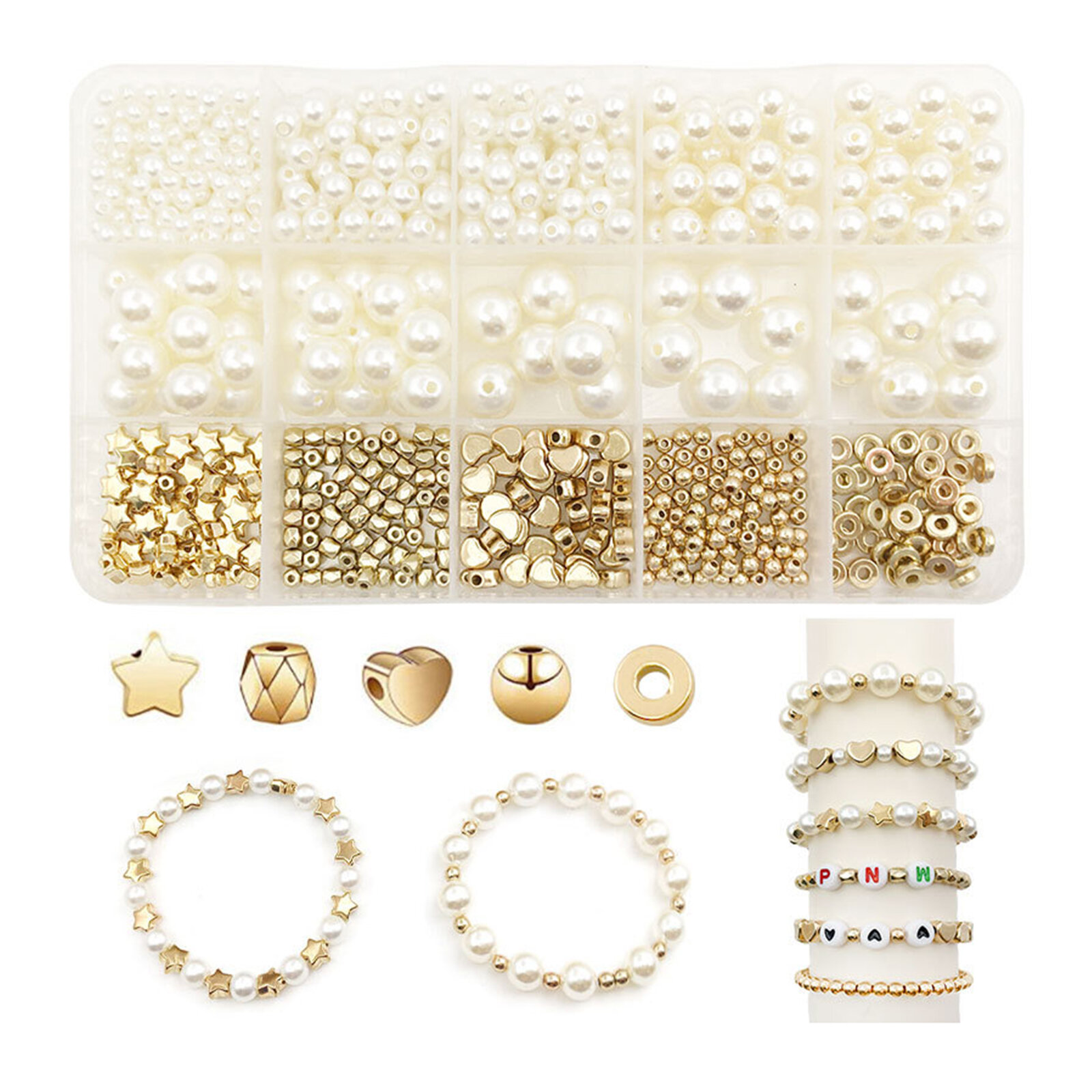 Набор из 15 бусин в форме пентаграммы, 720 штук, для изготовления браслета, сережек и ожерелья из бисера.