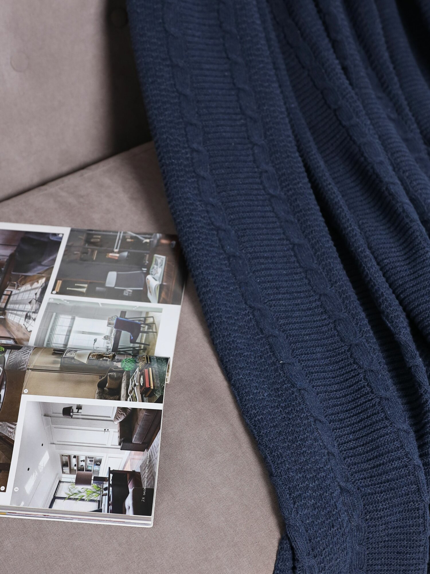 Плед вязаный на кровать диван в подарок 160*220 для уюта дома