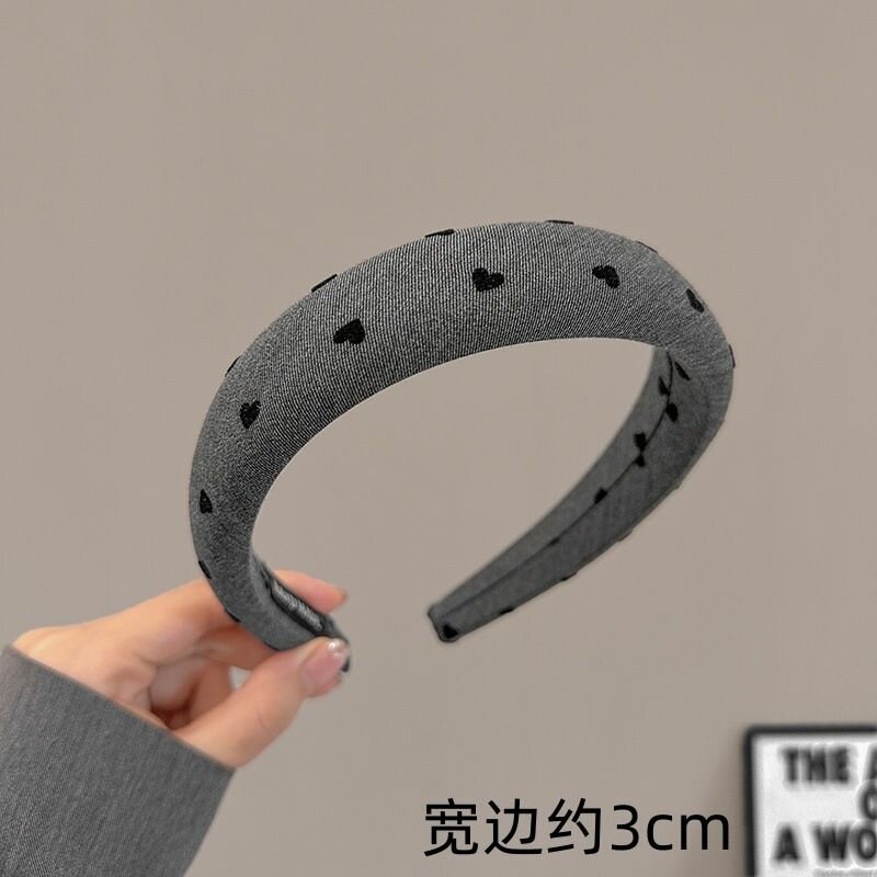 Элегантная серая повязка на голову с горошком и бантом в форме сердца, высокая, с верхним давлением, новая универсальная заколка для волос, аксессуар