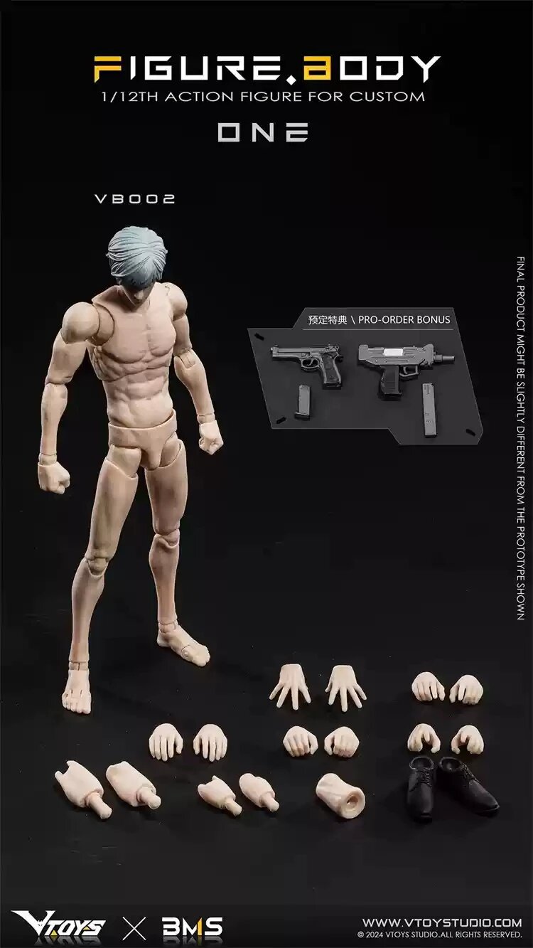 VTOYS X BMS FIGURE BODY ONE Кукла 1/12 Белый Желтый 16,5 см VB002 White skin
