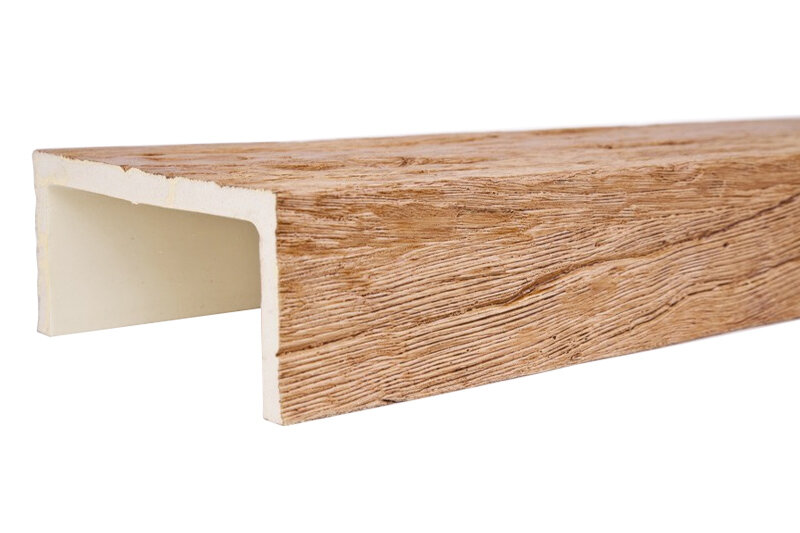 Балка из Полиуретана Уникс Славянский Стиль СС3 Светлый Дуб Д3000хШ190хВ95 мм Грубая Обработка Топором.