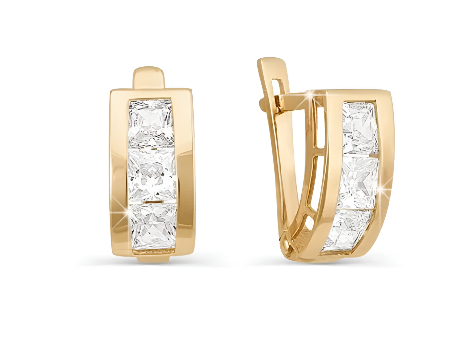 Серьги, красное золото, 585 проба, фианит